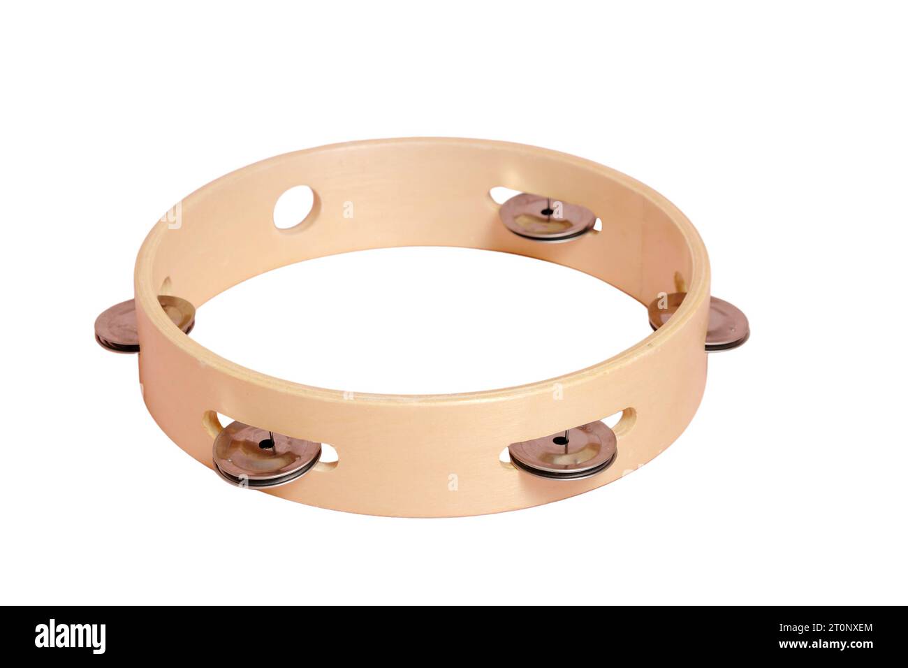 Musical instrument tambourine on a studio, isolated on white background ...