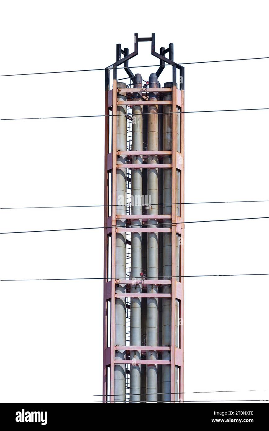 Heating pipe for smoke removal, stack of many pipes, isolated on white ...