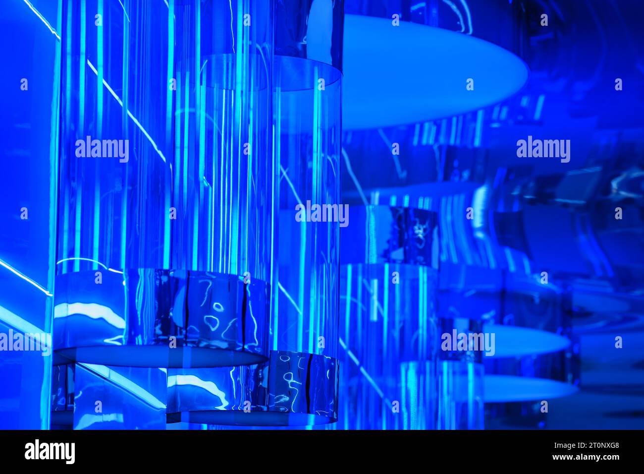 Lighting decor in blue tones, close-up. Abstract blue background with ...