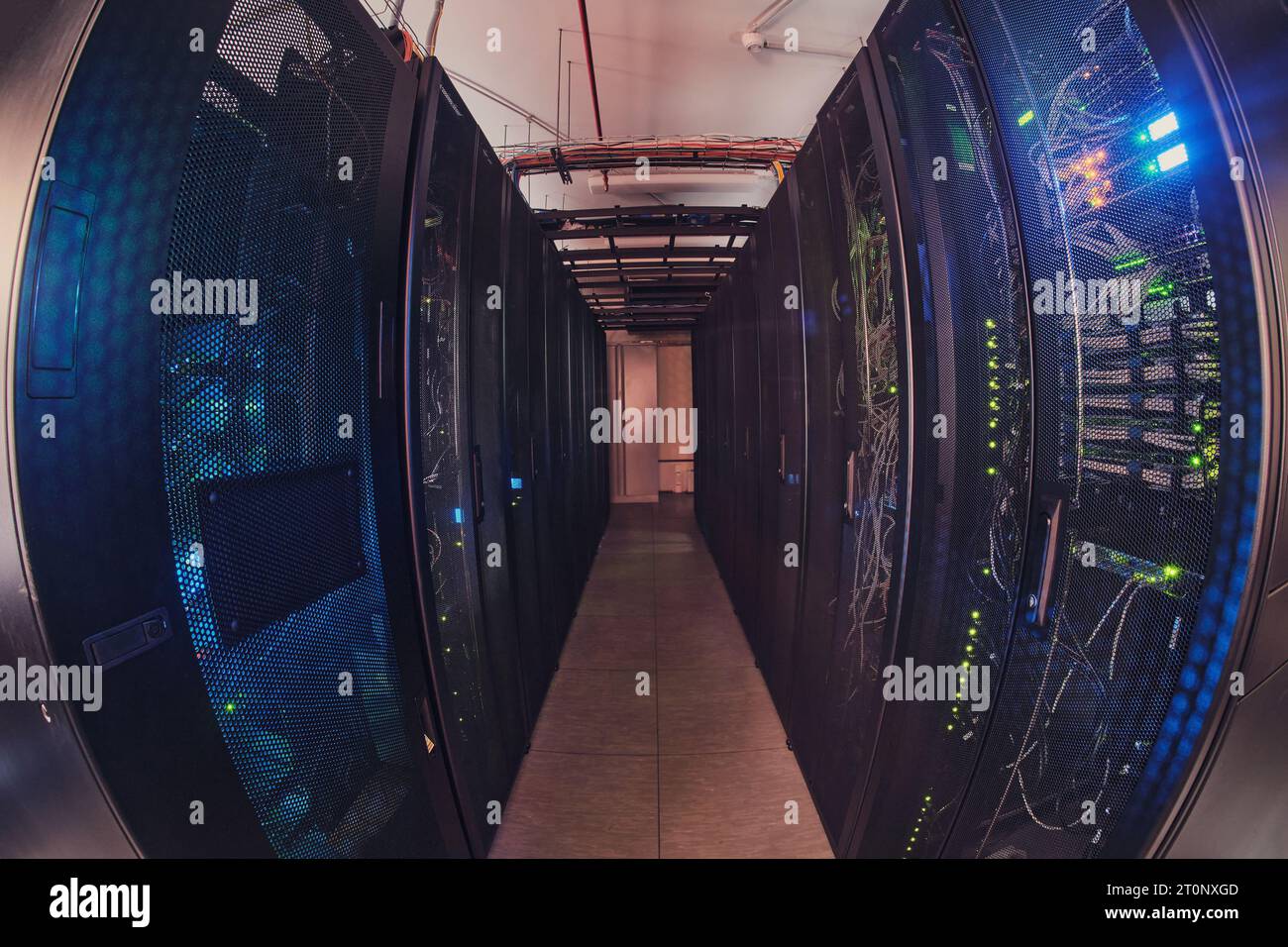 The server room interior is designed to maximize hardware storage. The ...