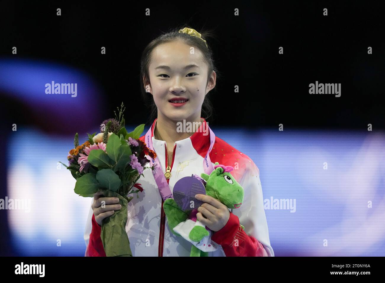 Antwerp, Belgium. 8th Oct, 2023. Silver medalist Zhou Yaqin of China ...
