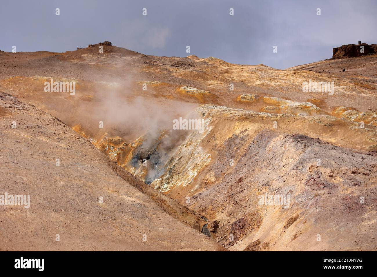 Myvatn geothermal area with its numerous hot springs in the Krafla ...