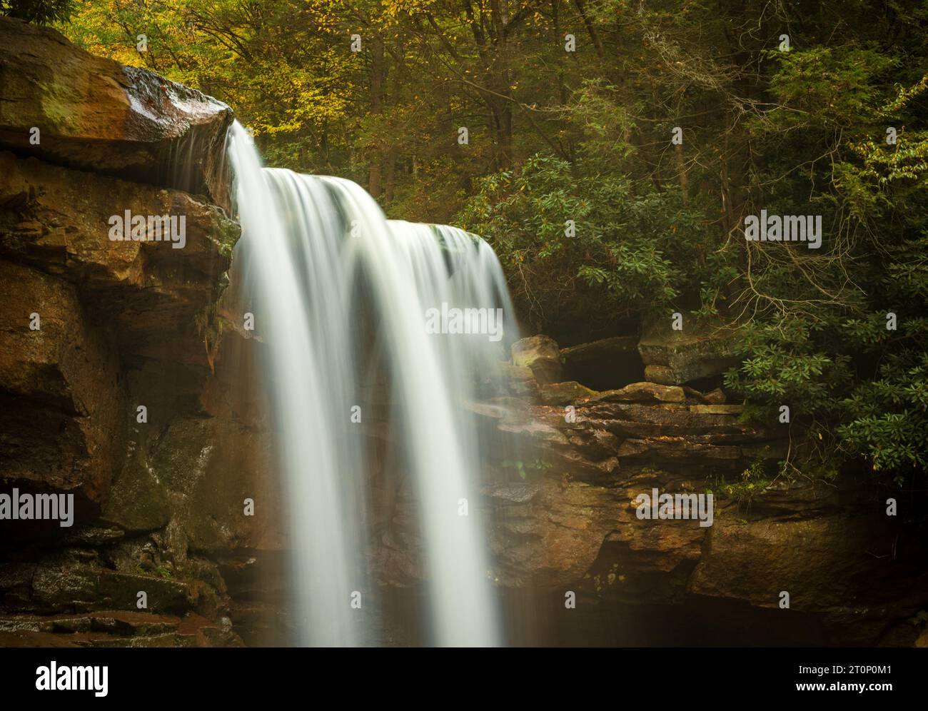 Twin cascades of Douglas Falls cascade over the cliff in Blackwater ...