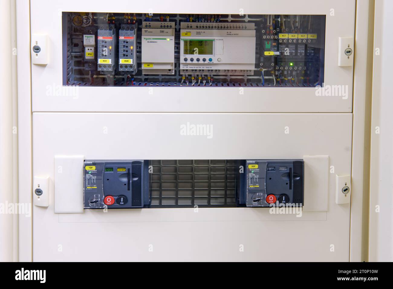 A modern control panel Abb ? Schneider with an automatic breaker for ...