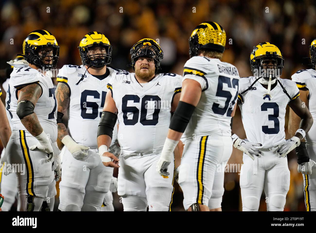 Michigan offensive lineman Drake Nugent (60) stands on the field during ...