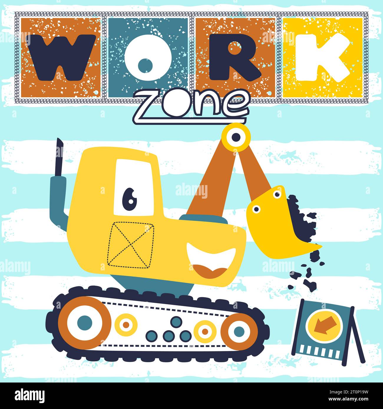 funny construction vehicle, vector cartoon illustration Stock Vector ...