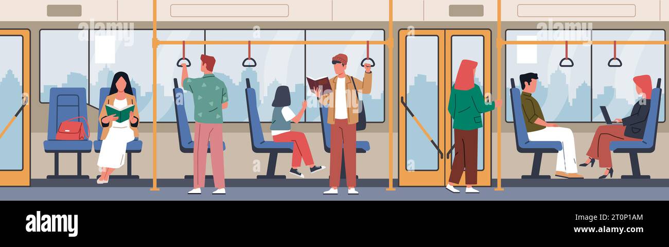 Passengers sit on bus Stock Vector Images - Alamy