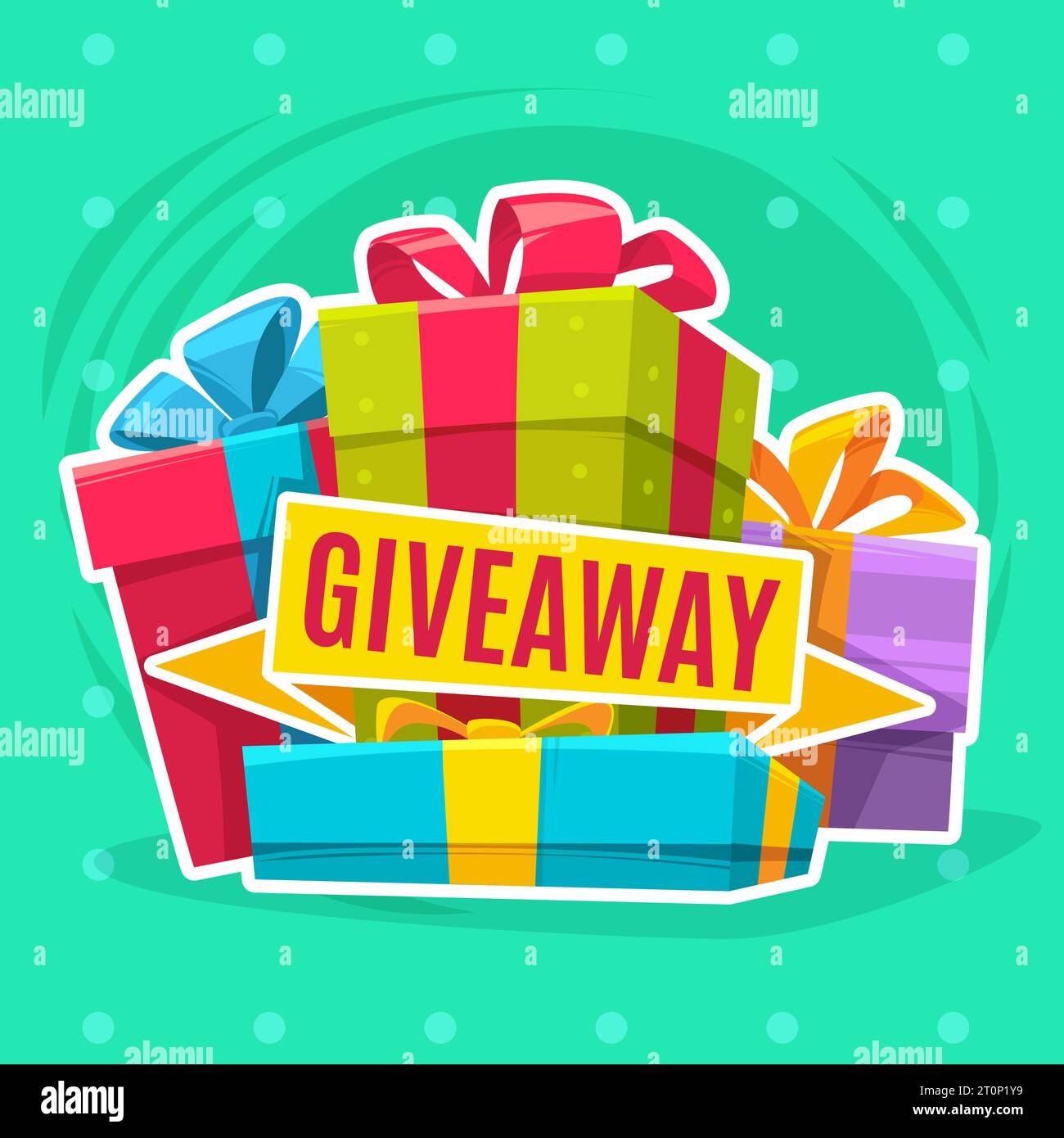 Giveaway winner poster. Different colorful gift boxes with bows ...