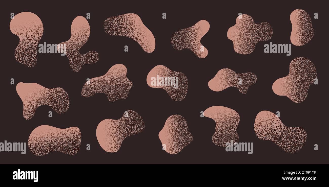 Beige Amoeba blob with gritty texture, organic abstract shape. Set of Liquid amorphous shapes ...