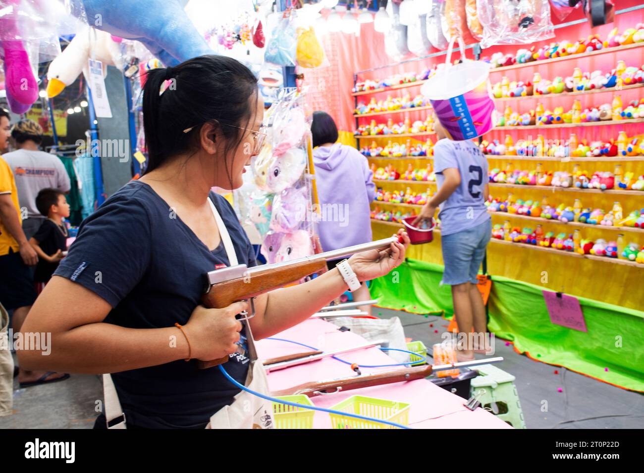 Antique shooting cork gun game shooting in annual event carnival ...