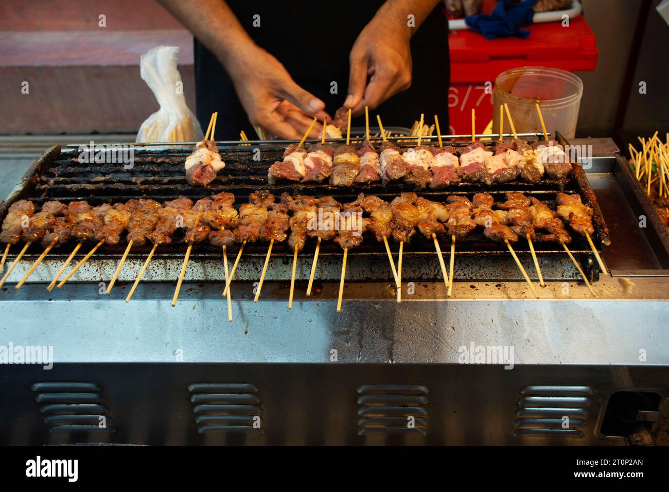 Thai chef cooking roasted or grilled best beef cattle breed marinated ...