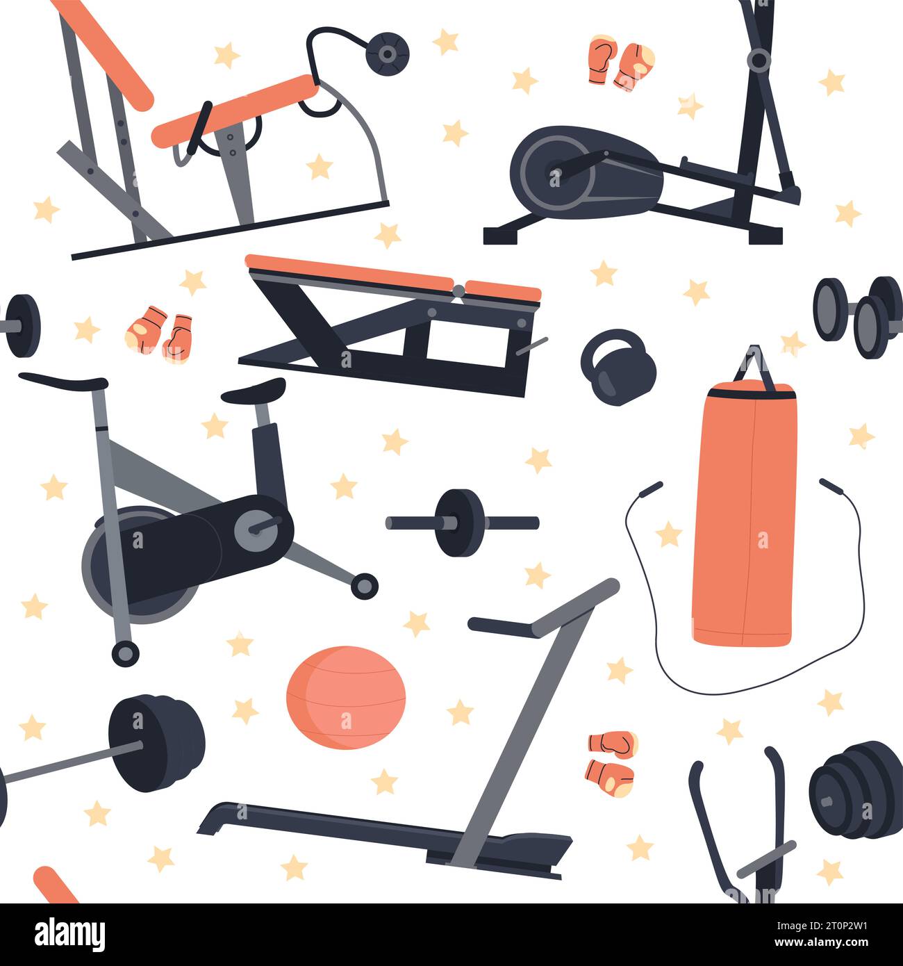 Seamless pattern with sports trainers. Different training apparatus ...