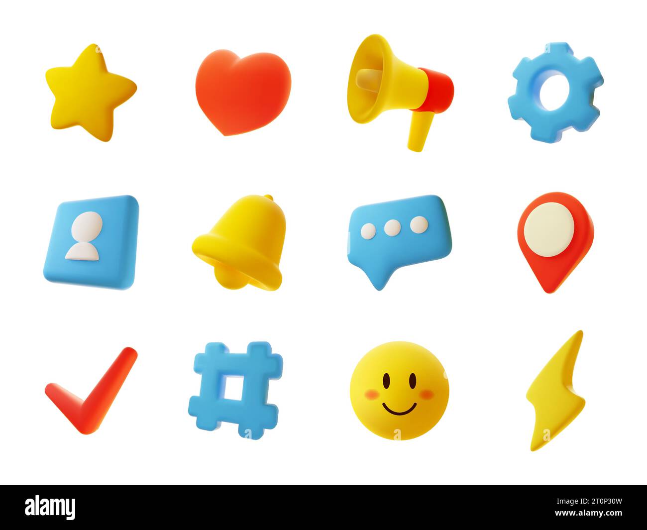 Social media 3d icons. Networking elements, digital marketing symbols ...