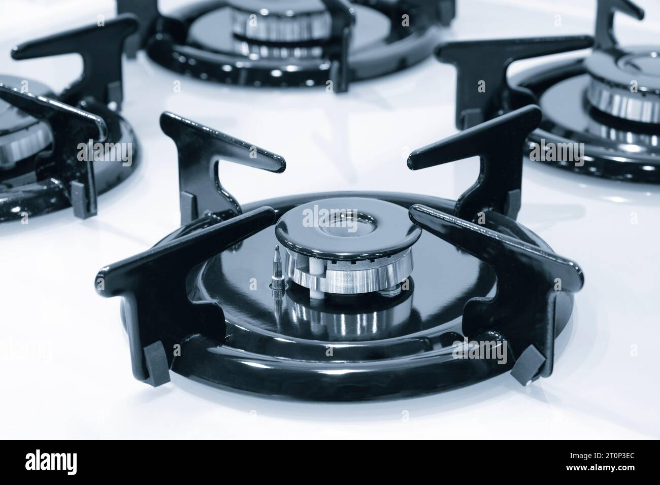 Panel from steel with a gas ring burner, close-up shooting Stock Photo ...