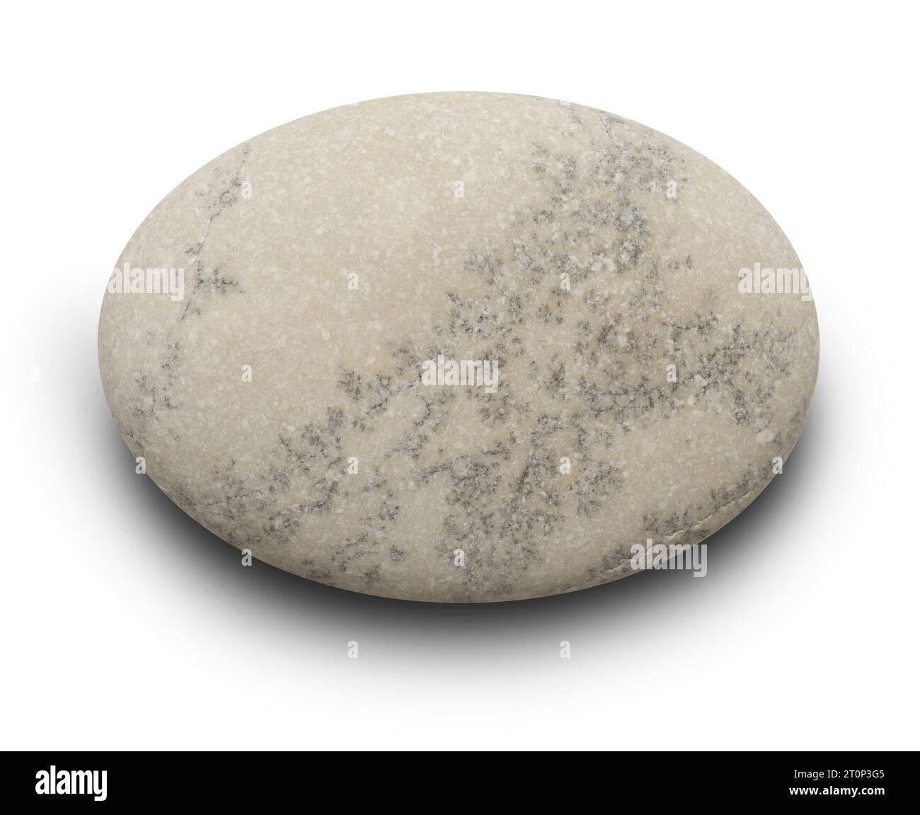 Pebbles with scratches and patterns are isolated on a white background ...
