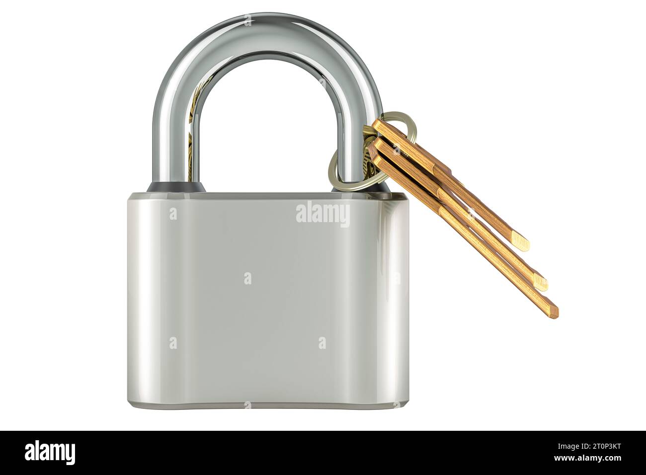Padlock with keys, front view. 3D rendering isolated on white ...