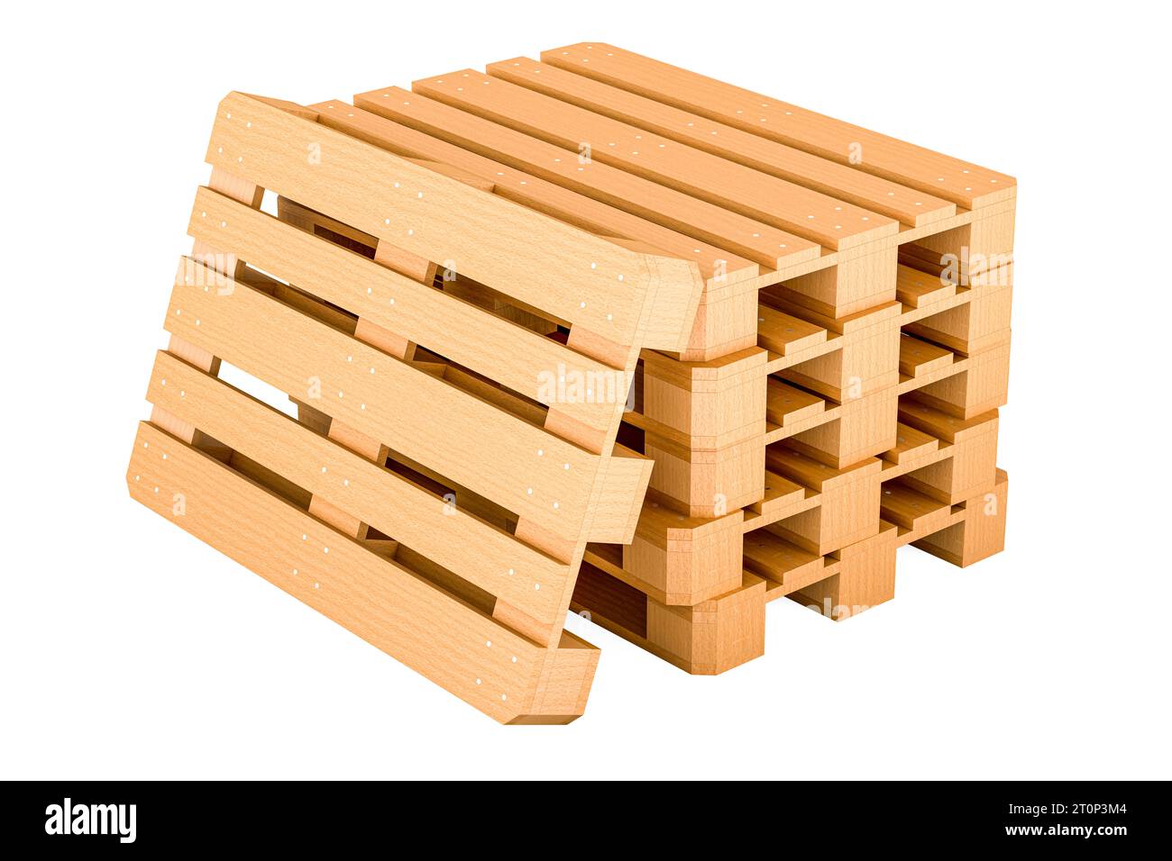 Wooden pallets. 3D rendering isolated on white background Stock Photo ...