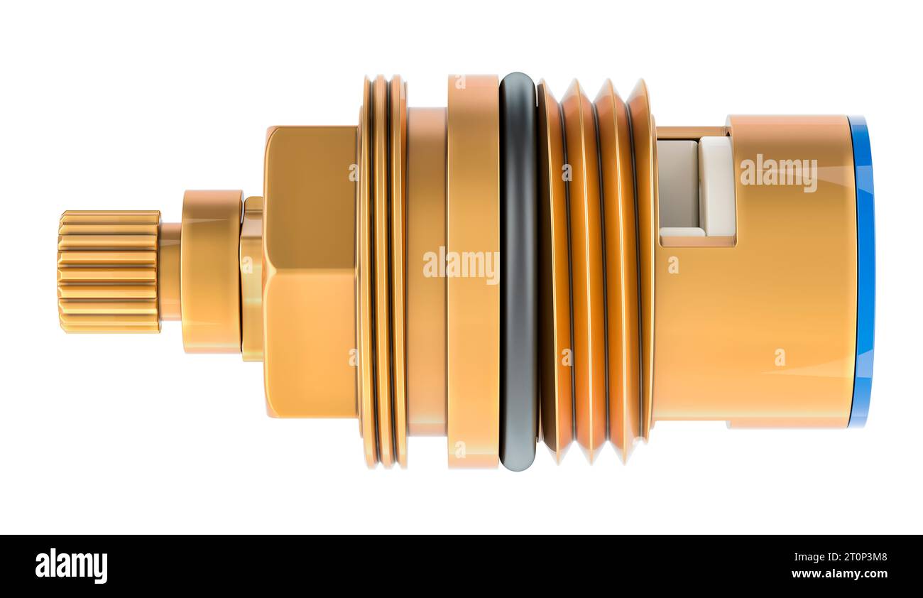 Standard washer tap cartridge, tap gland, side view. 3D rendering ...