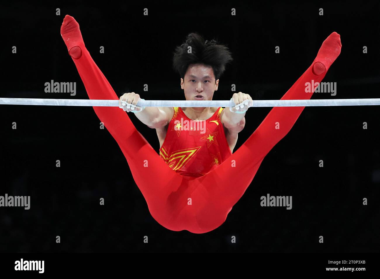 China's Su Weide competes on the horizontal bar to win the bronze medal ...