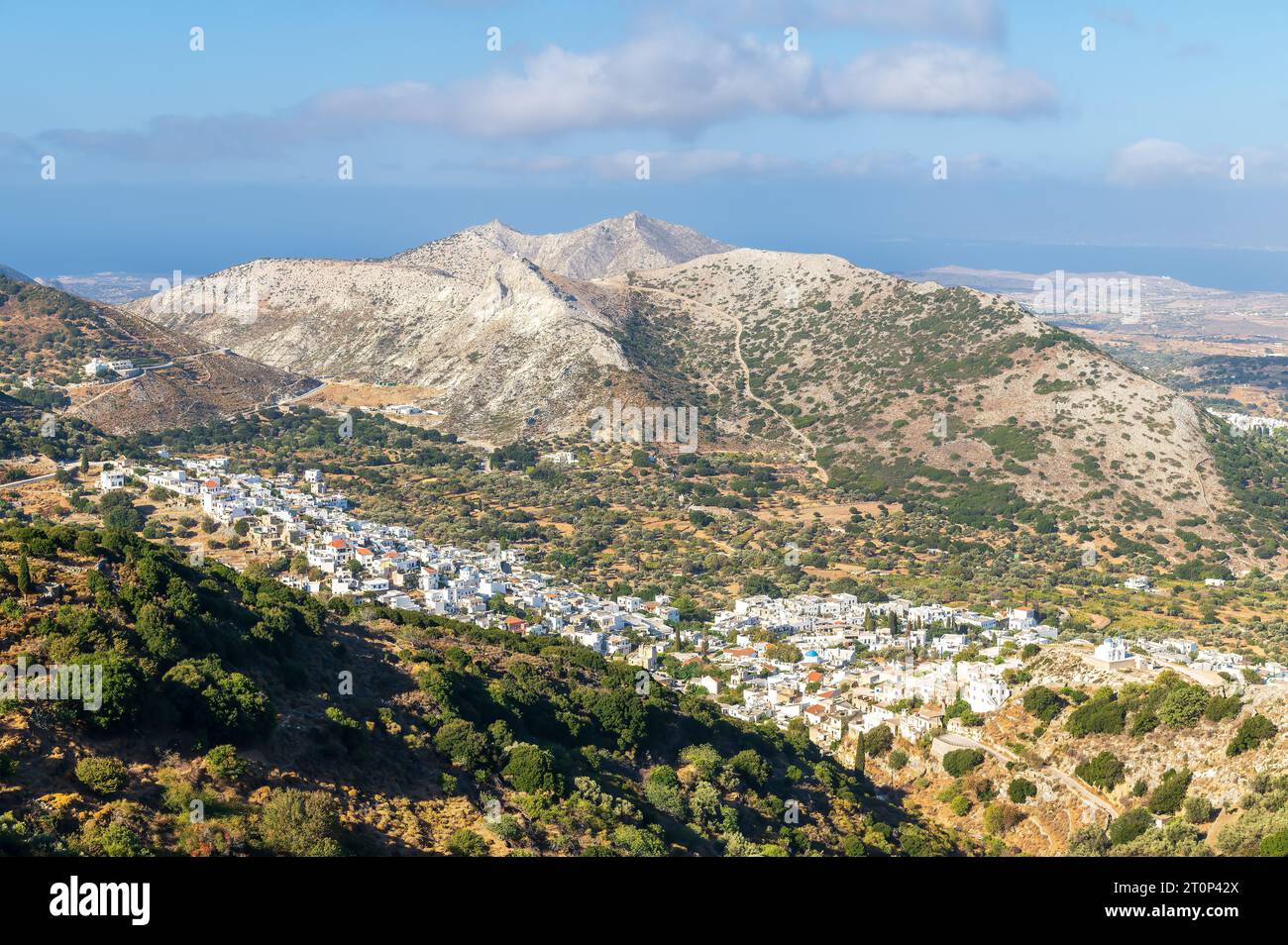 Landscape with Filoti town, mountain village on the island of Naxos in ...