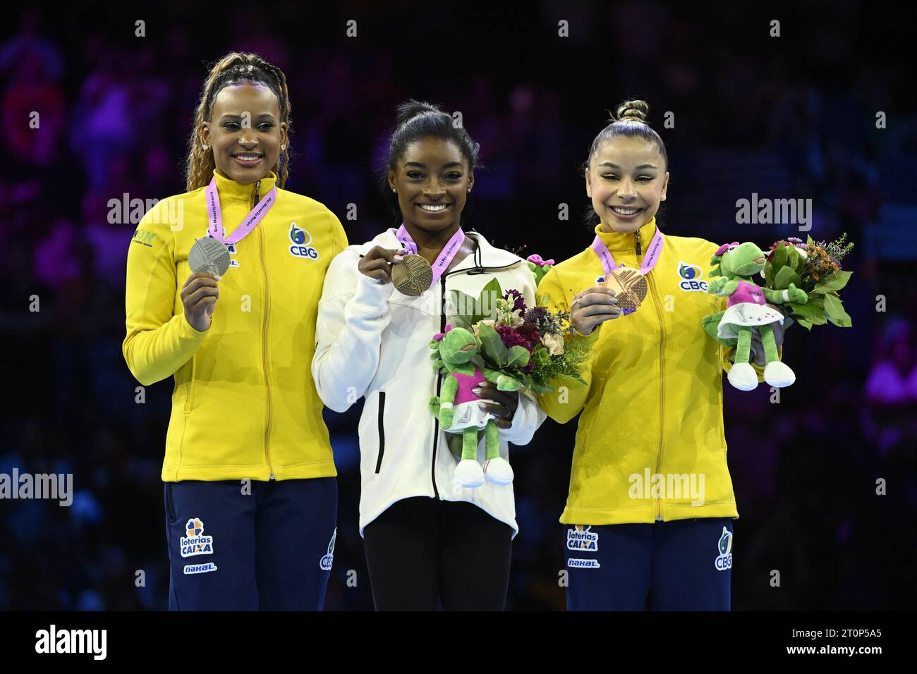 Antwerp, Belgium. 08th Oct, 2023. L-R, silver medalist Brazil's Rebeca ...