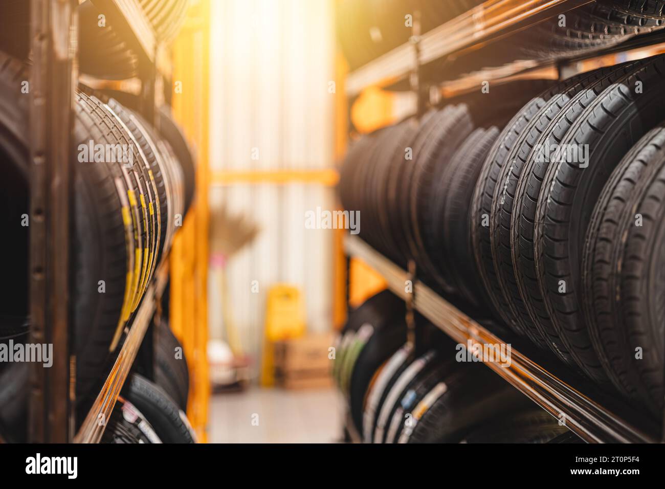 new car tire mix type on storage shelf at warehoue stock inventory in ...