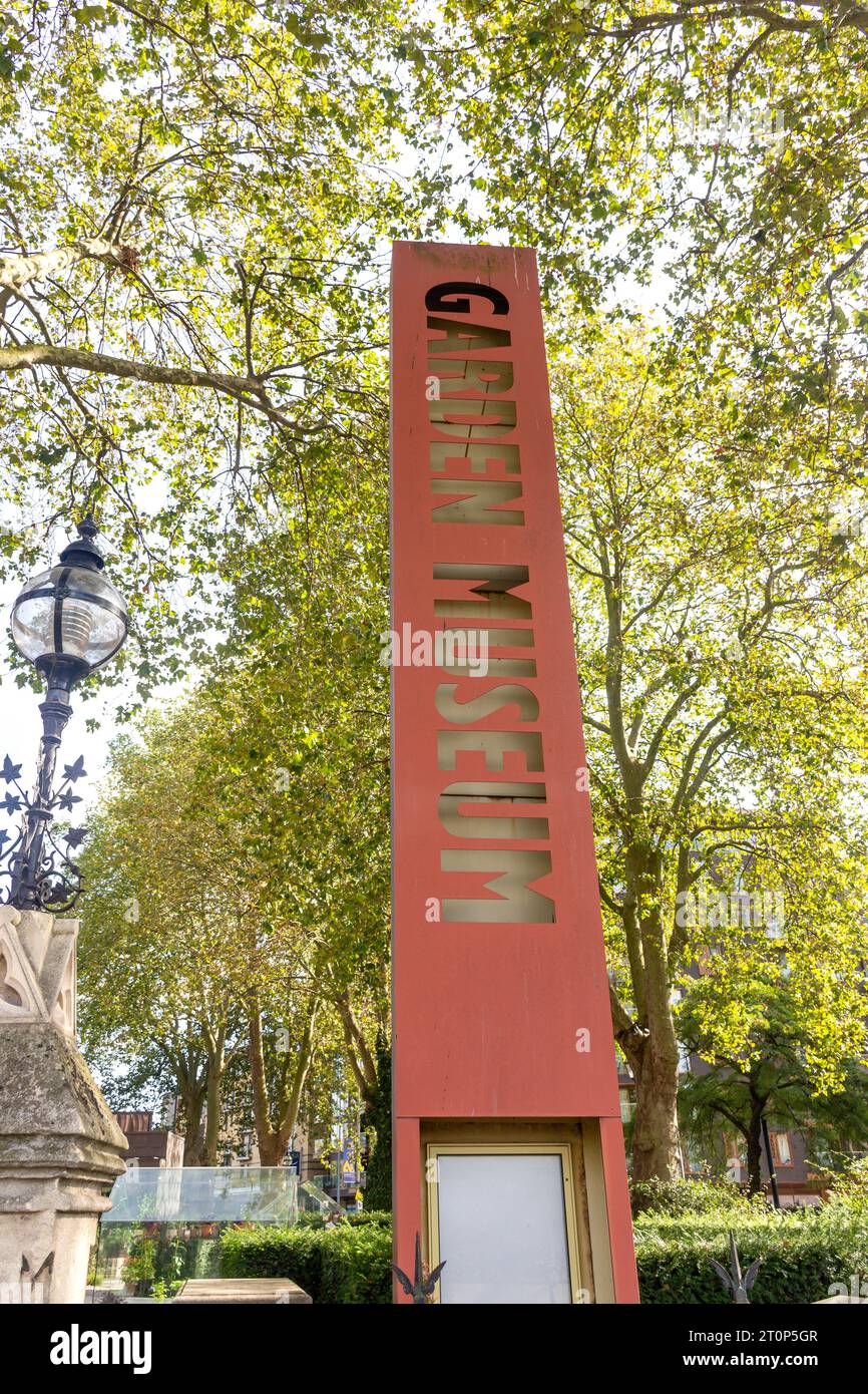 Garden Museum sign, Lambeth Palace, Road South Bank, London Borough of ...