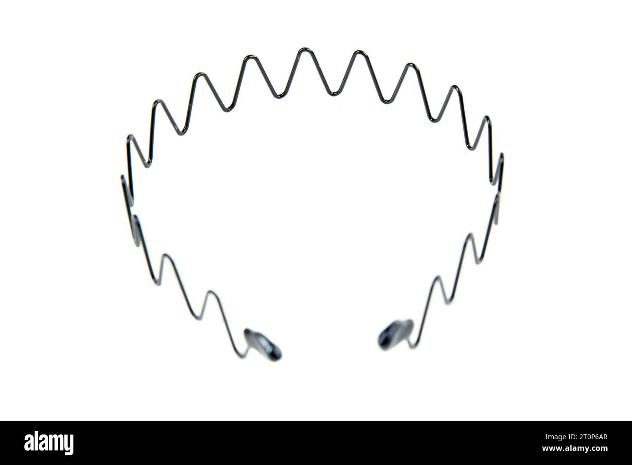 Black metal squiggle hair band isoalted over white side view Stock ...