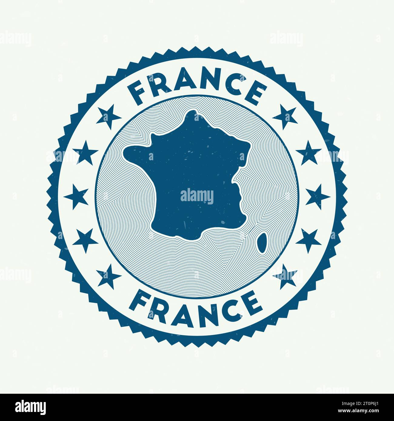 France emblem. Country round stamp with shape of France, isolines and ...