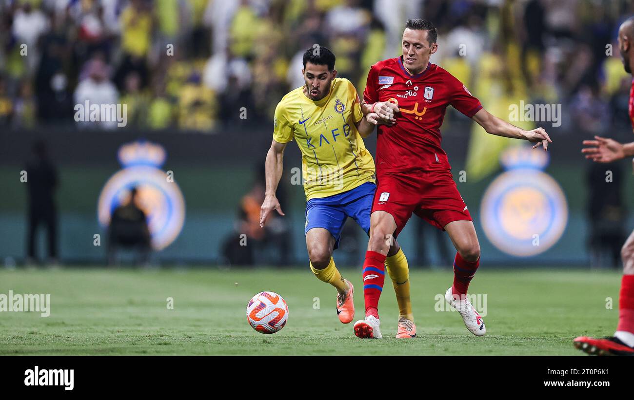 Sultan Al-Ghannam of Al-Nassr FC and in action during the Al-Nassr FC ...