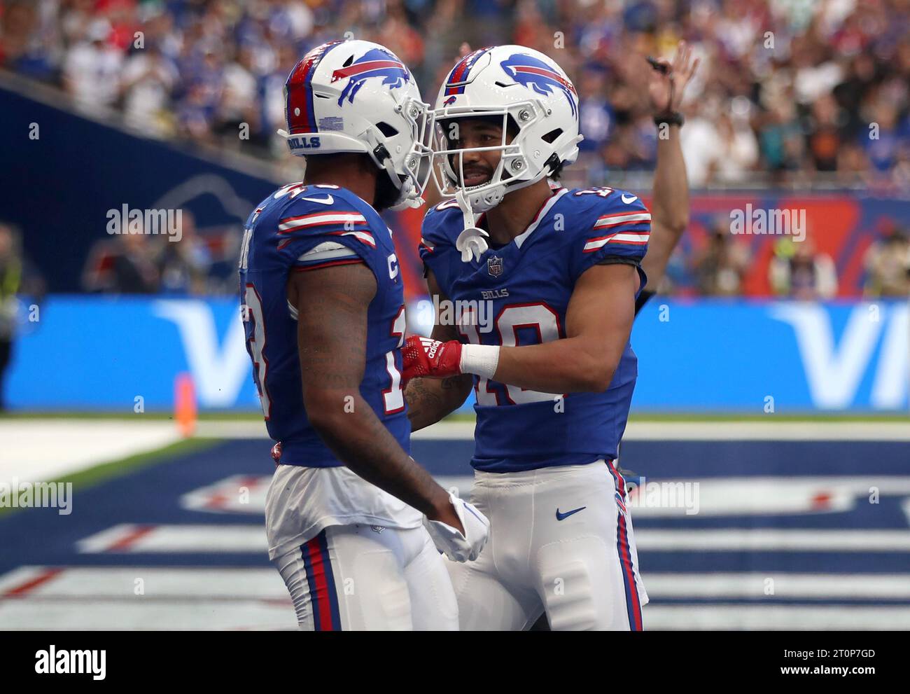 Buffalo Bills Gabe Davis (left) celebrates scoring his sides second ...