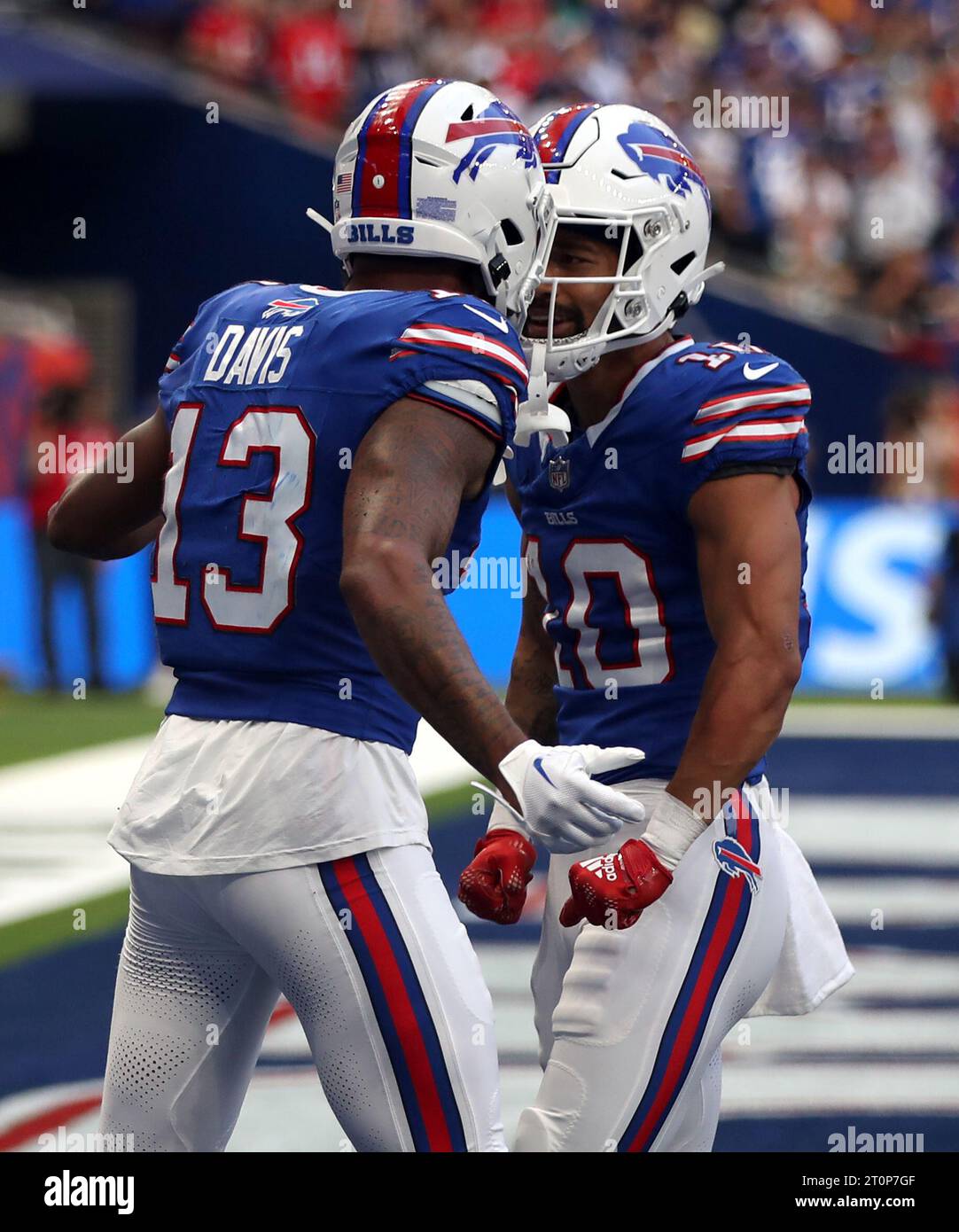 Buffalo Bills Gabe Davis (left) celebrates scoring his sides second ...