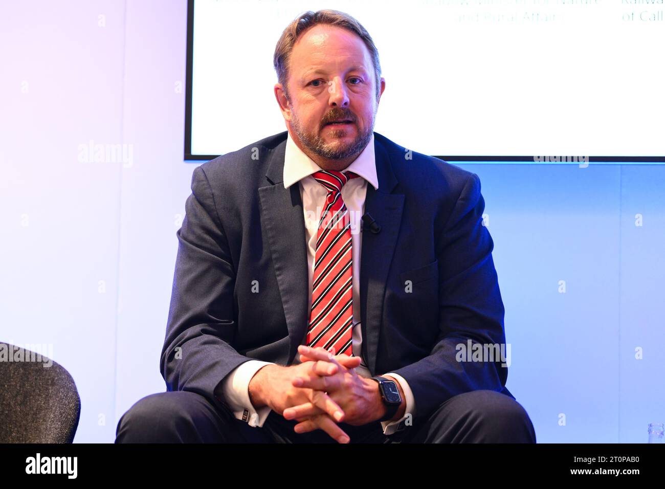 London, UK. 8 October 2023. Toby Perkins MP speaking at ‘The Rail ...