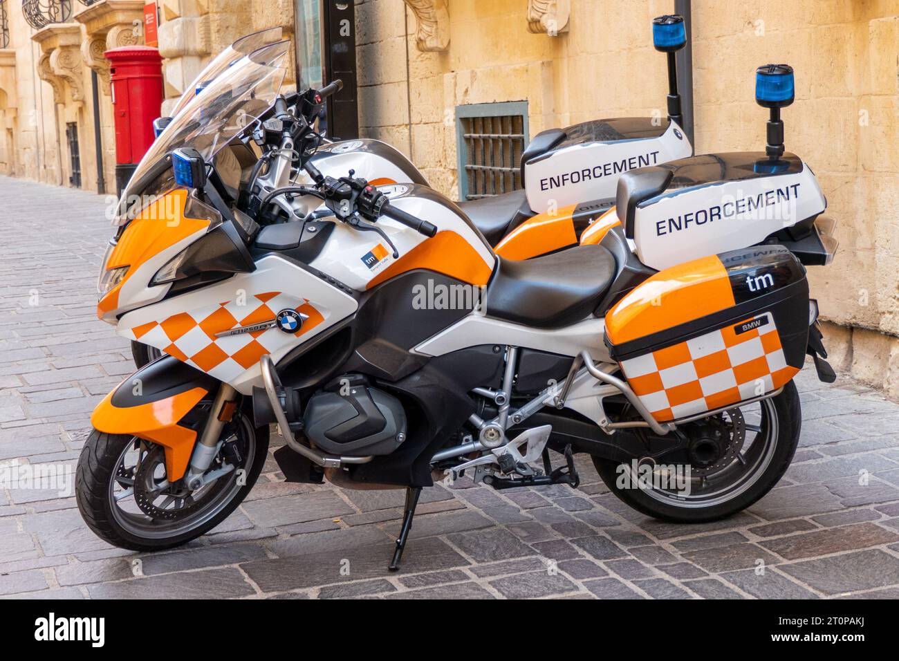 Valletta, Malta, May 2, 2023. BMW motorcycle used to strengthen safety ...
