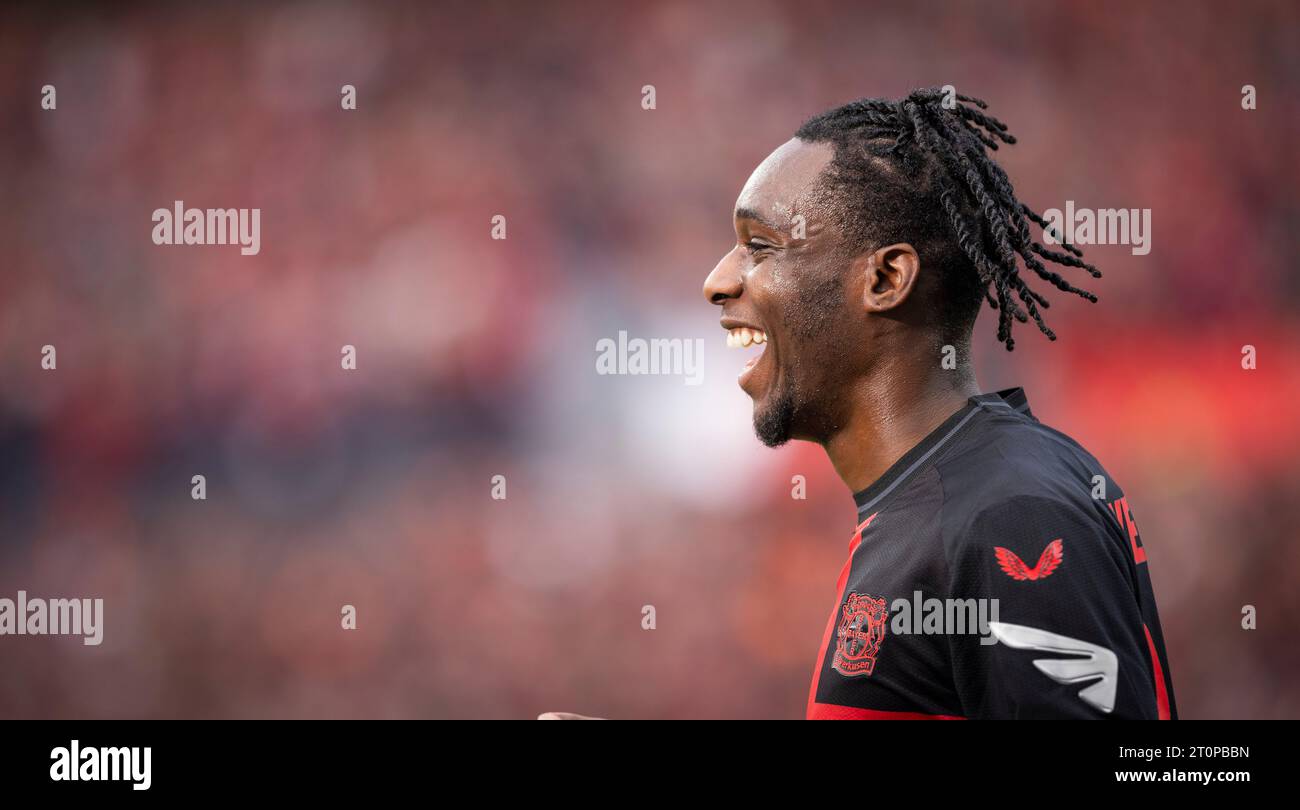 Leverkusen, Germany. 08th Oct 2023. Torjubel: Jeremie Frimpong ...