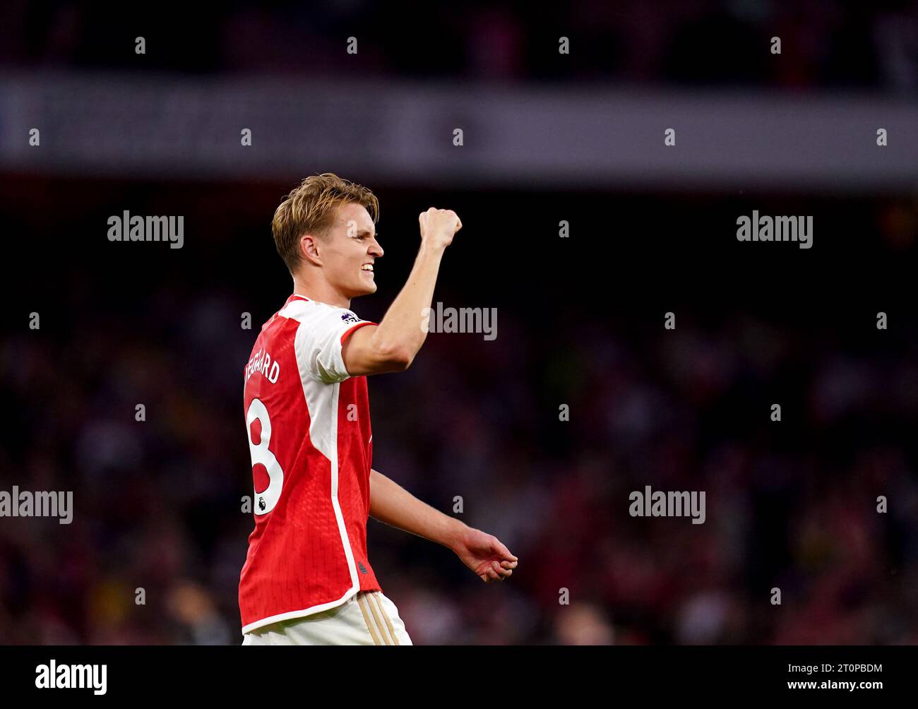 Arsenal's Martin Odegaard celebrates at the end of the Premier League ...