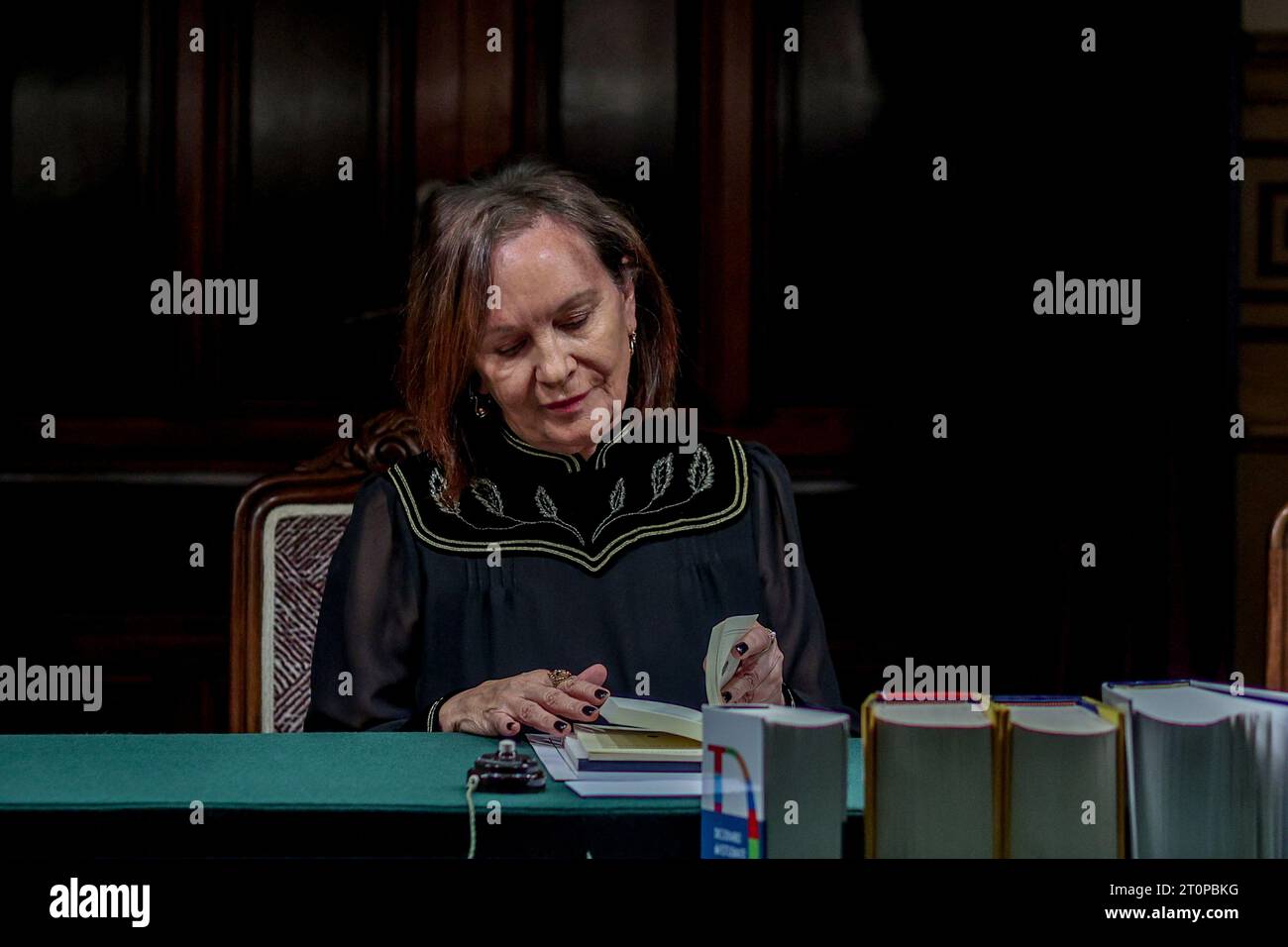 The writer Clara Sánchez during her act of admission to the RAE, at the ...