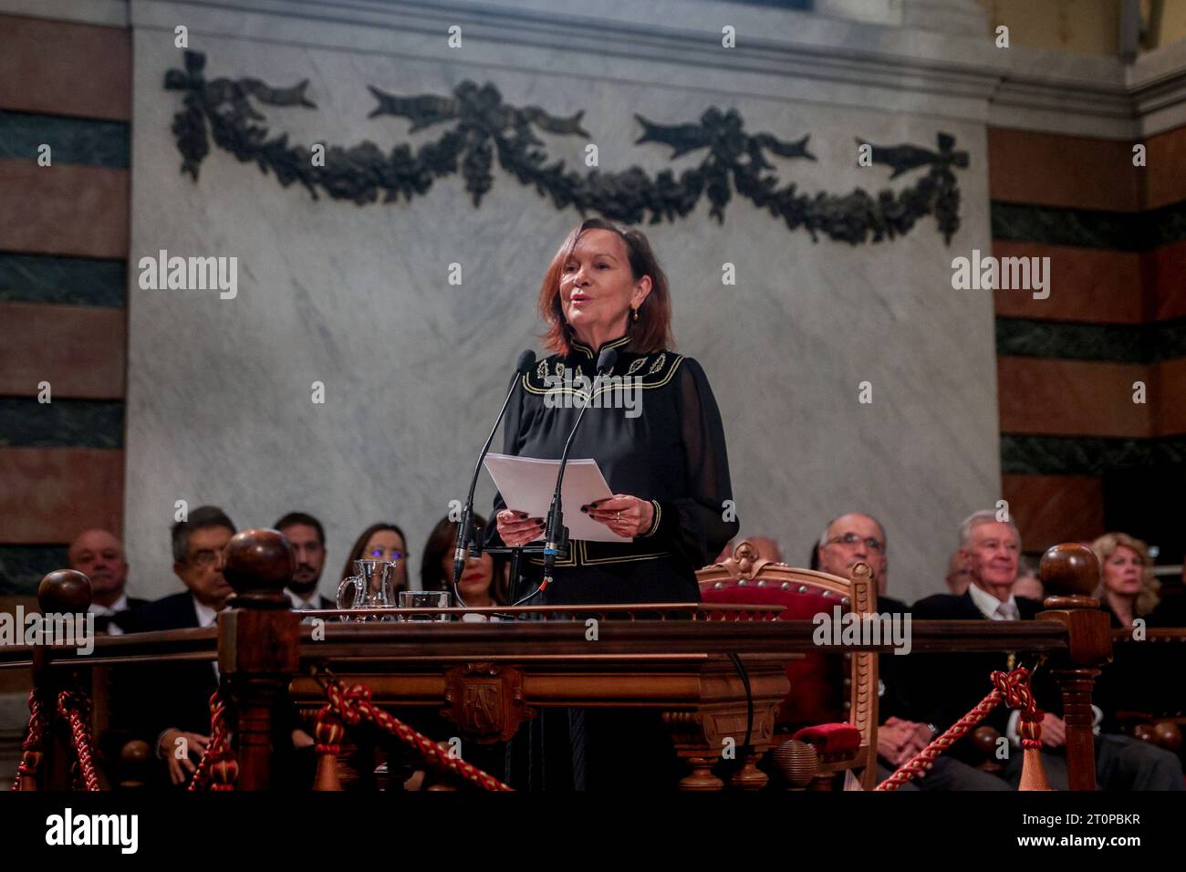 The writer Clara Sánchez during her act of admission to the RAE, at the ...