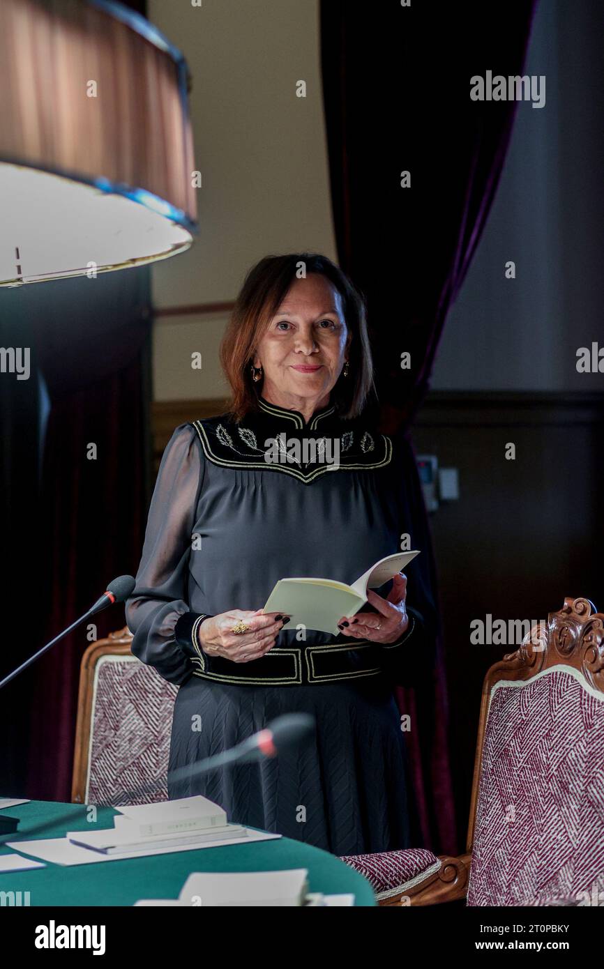 The writer Clara Sánchez during her act of admission to the RAE, at the ...