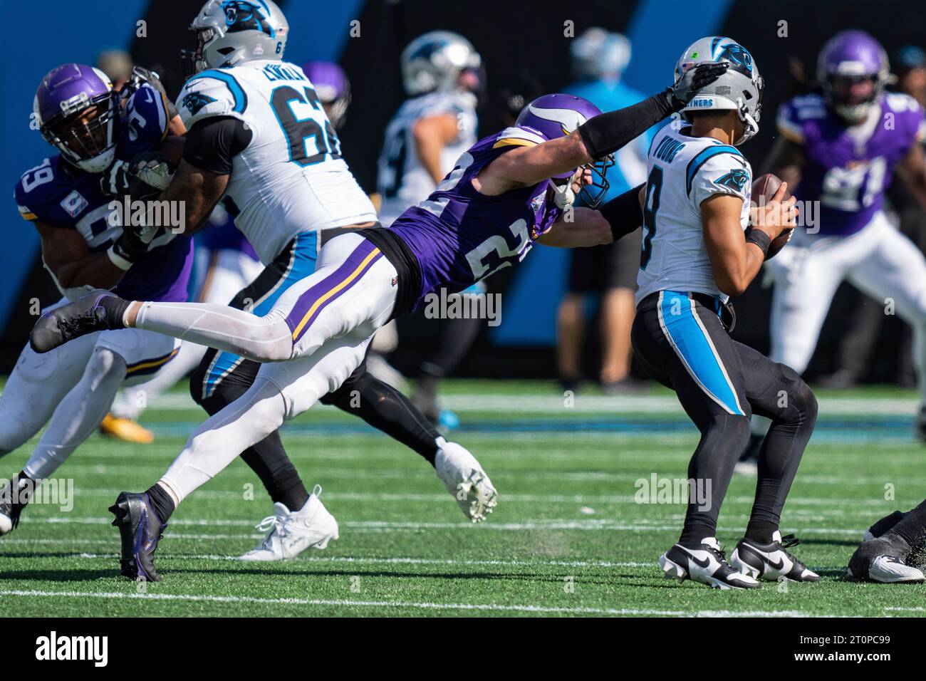 Minnesota Vikings safety Harrison Smith (22) sacks Carolina Panthers ...