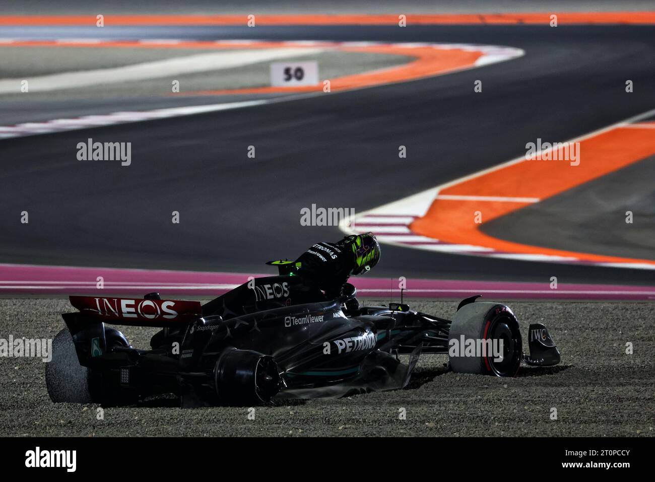Doha, Qatar. 08th Oct, 2023. Lewis Hamilton (GBR) Mercedes AMG F1 W14 ...
