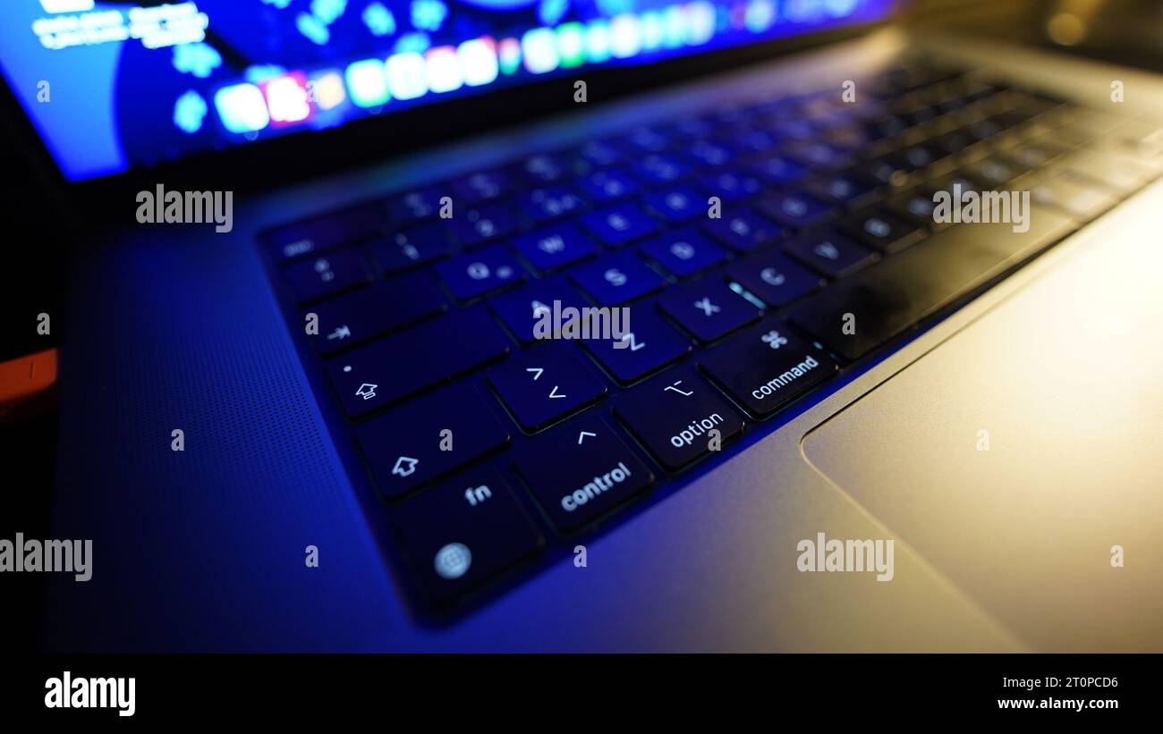 MANCHESTER, UNITED KINGDOM - July.10,2023: macbook keyboard. Macbook ...