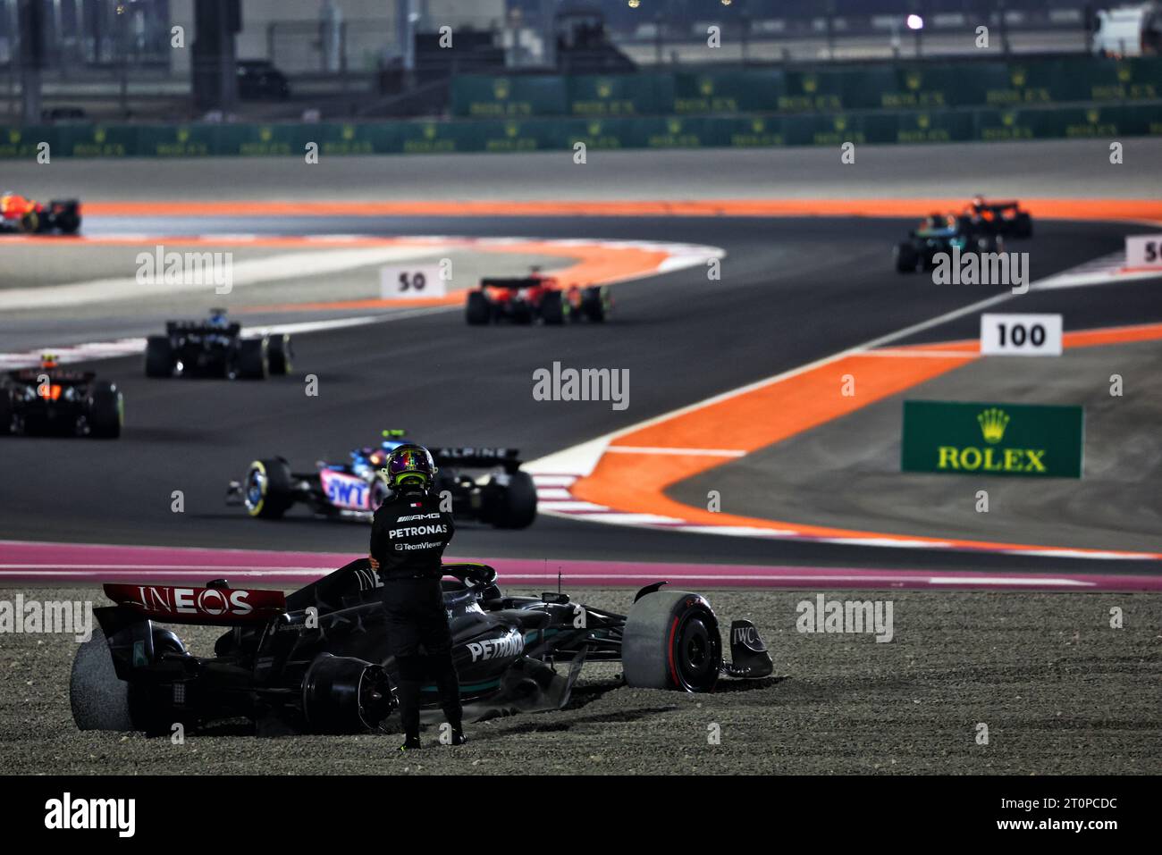 Doha, Qatar. 08th Oct, 2023. Lewis Hamilton (GBR) Mercedes AMG F1 W14 ...