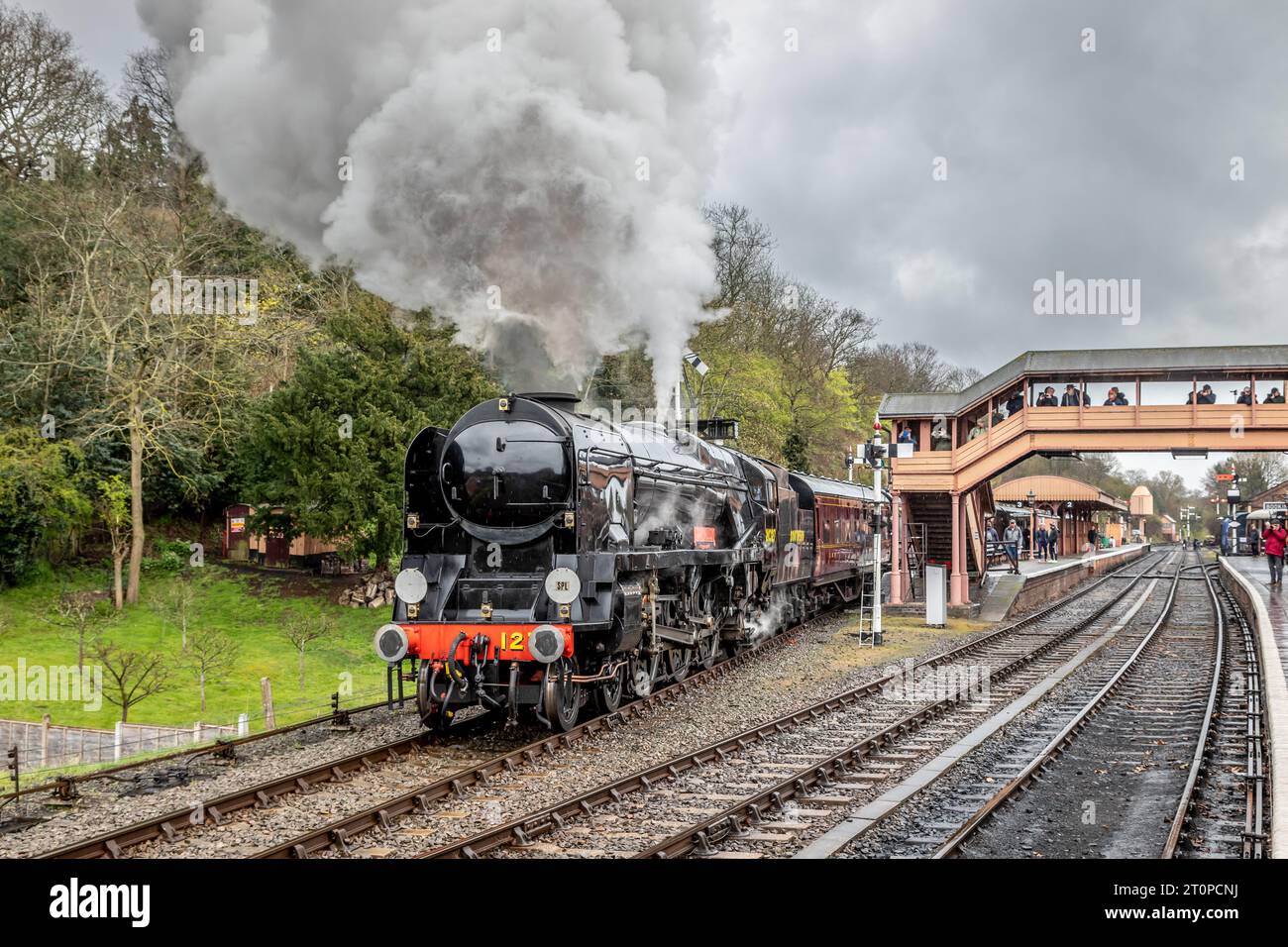SR 'WC' 4-6-2 No. 127 'Taw Valley' departs from Bewdley on the Severn ...