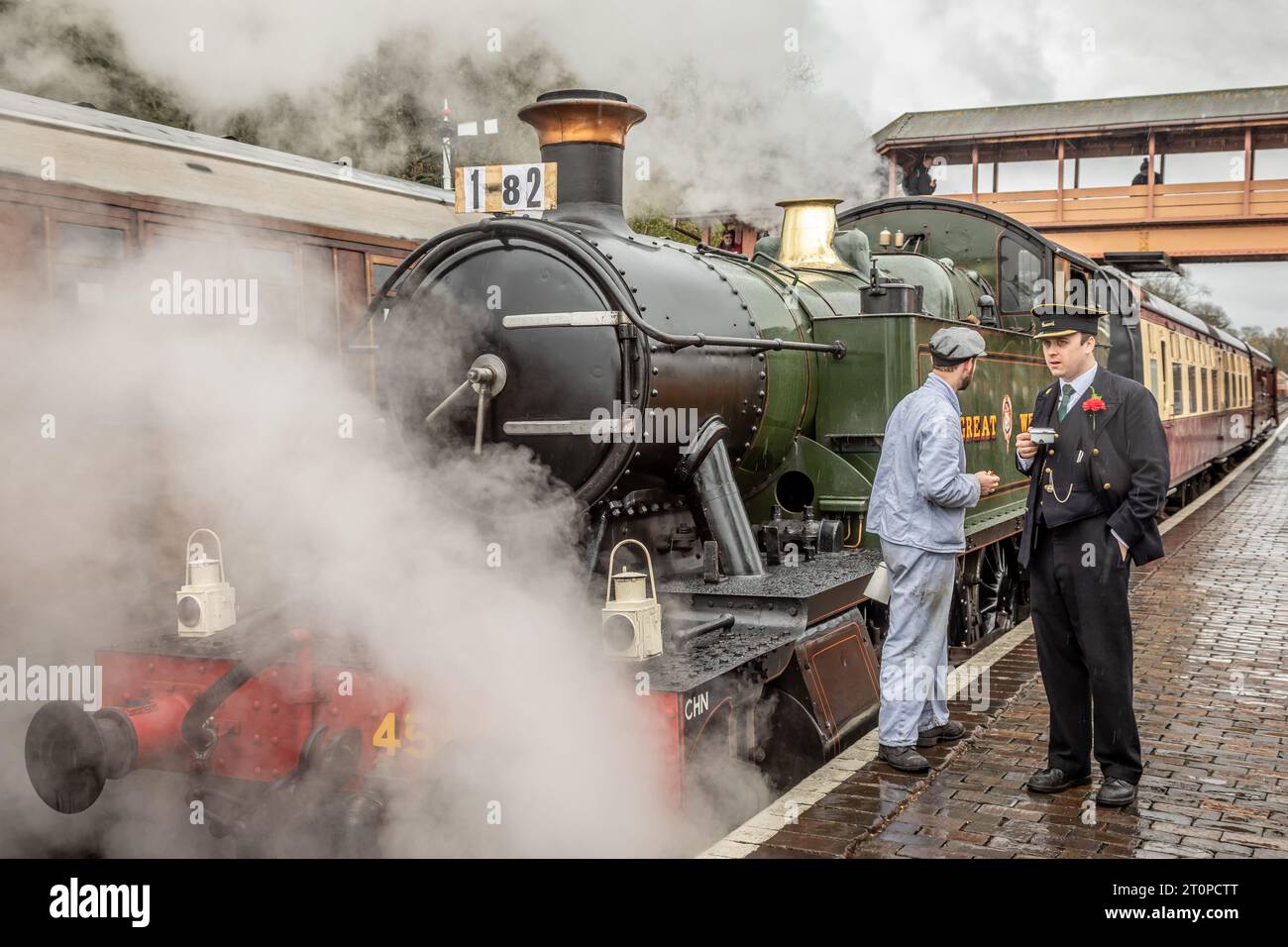 GWR '4500' 2-6-2T No. 4555 waits at Bewdley station on the Severn ...