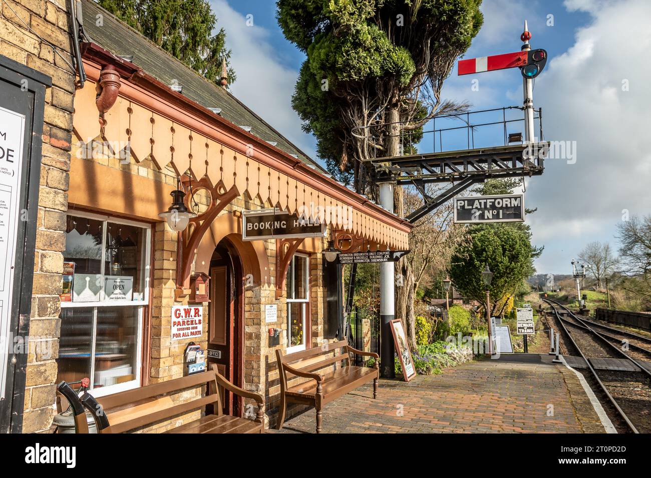 Station and signal, Hampton Loade, SVR, Shropshire, England, UK Stock ...