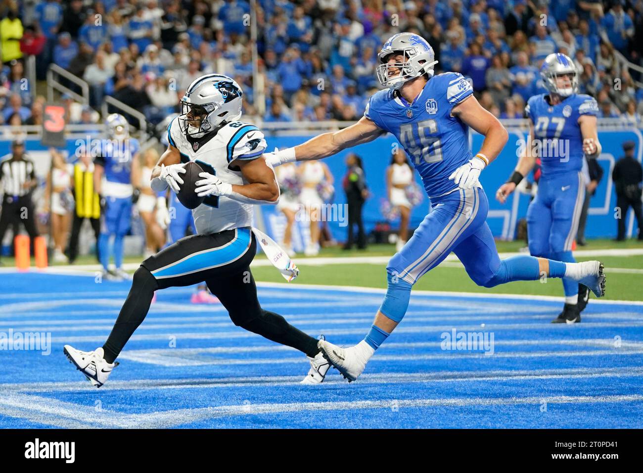 Carolina Panthers tight end Tommy Tremble (82) carries into the end zone for a touchdown against ...