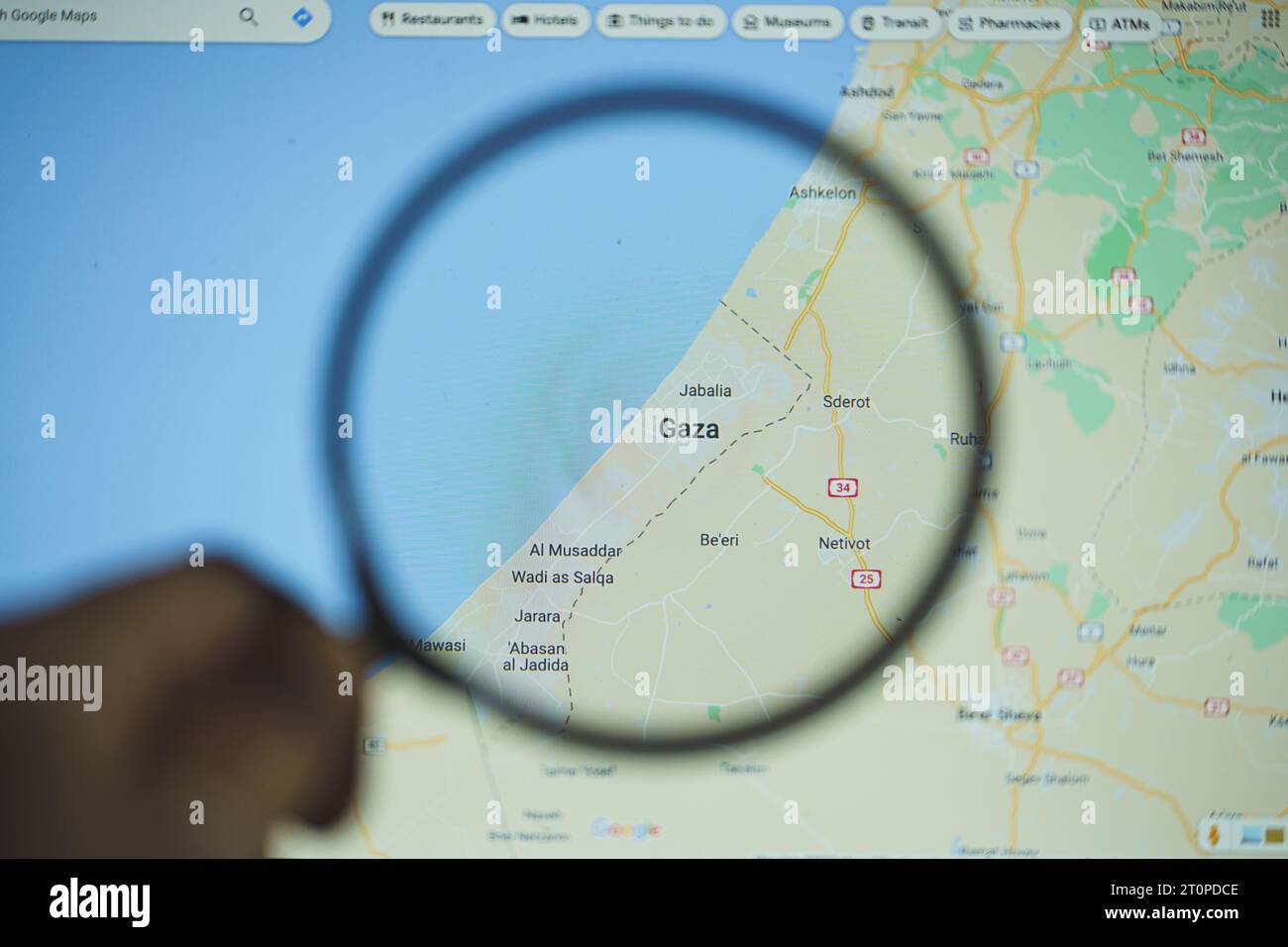Gaza strip and Israel on google maps Stock Photo - Alamy