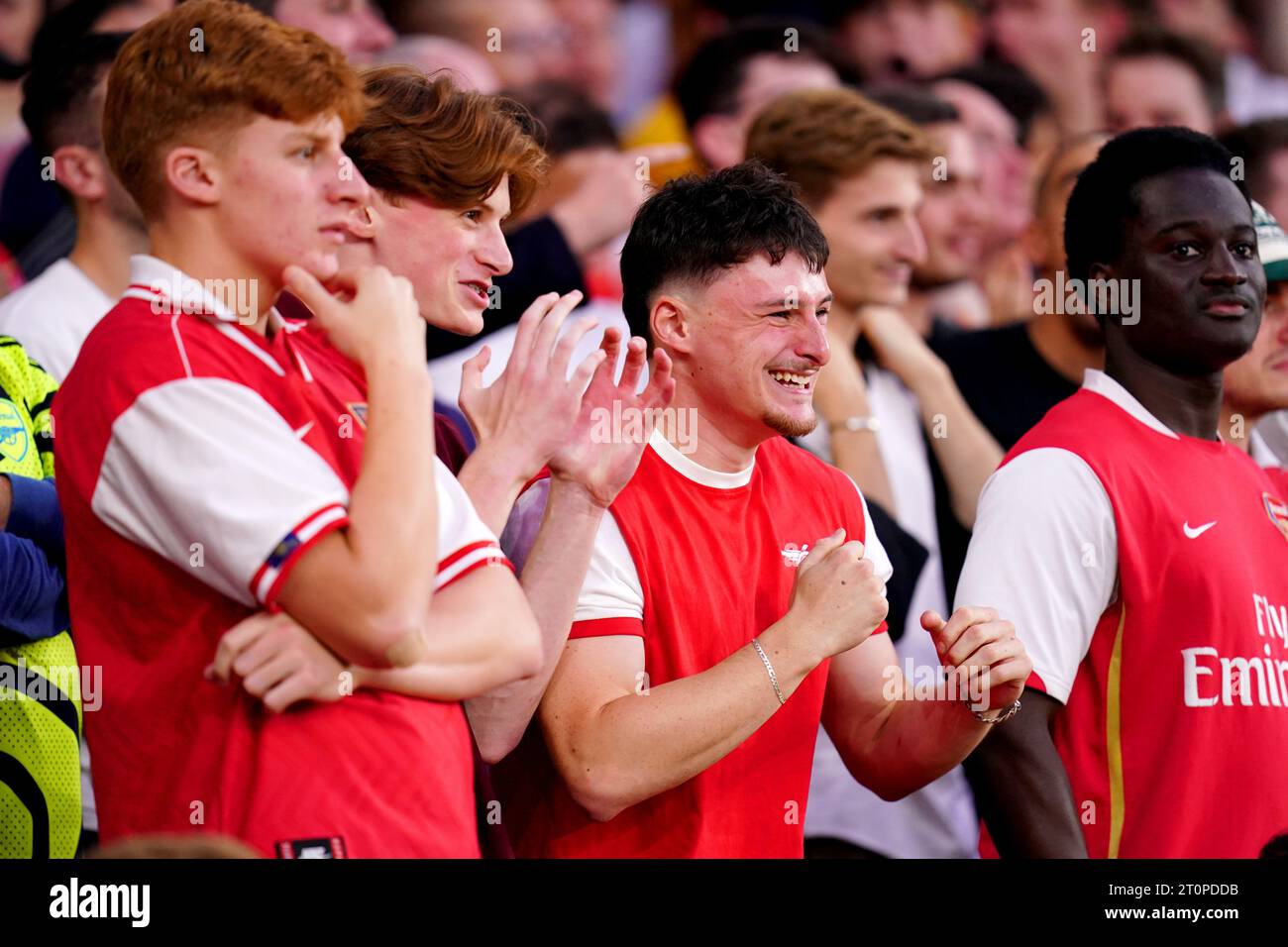 Arsenal fans during the Premier League match at the Emirates Stadium ...