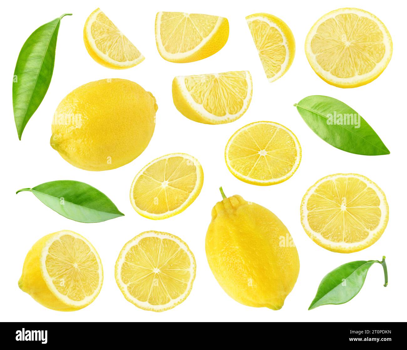 Collection of lemon pieces isolated on white background Stock Photo - Alamy